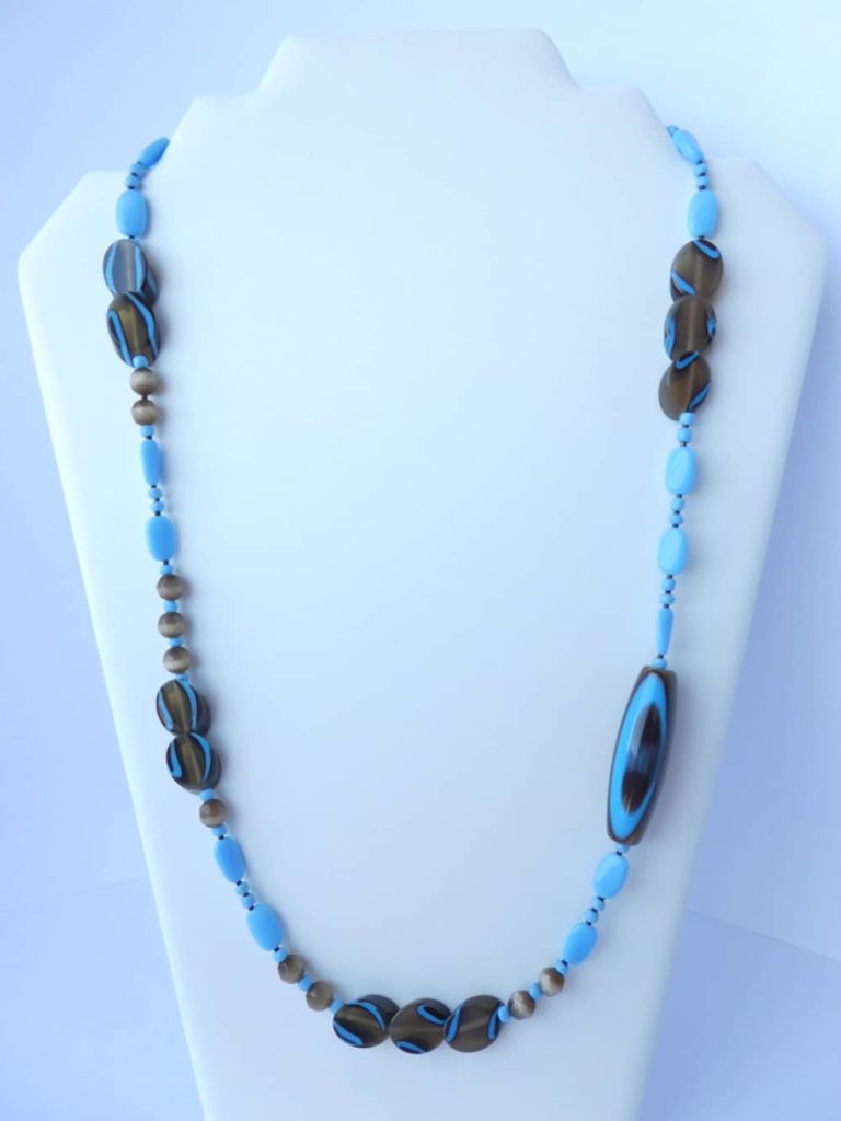 Collier marron fumé bleu et asymétrique - PAMALUSSI